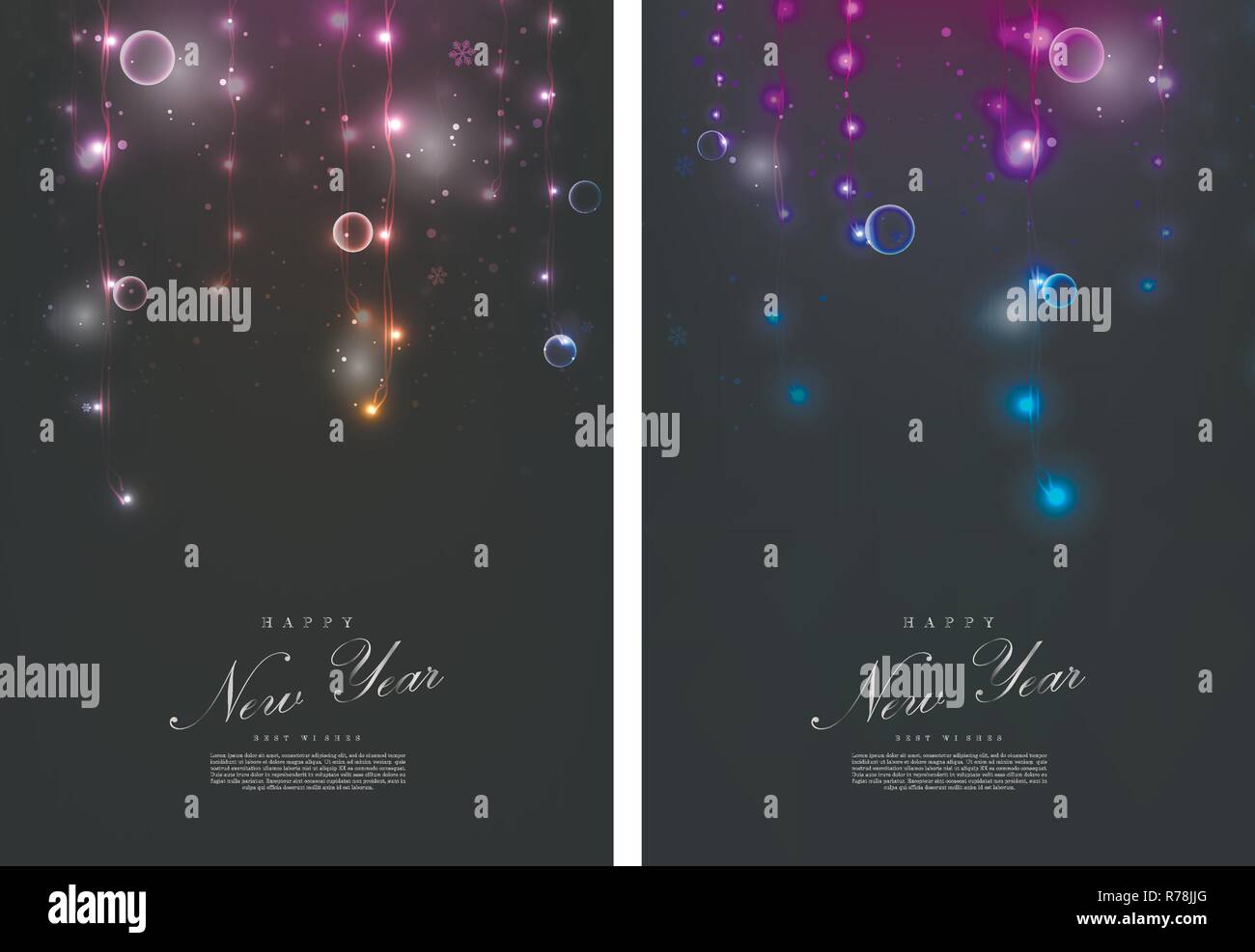 Happy new year winter fairy light background card template vector ...