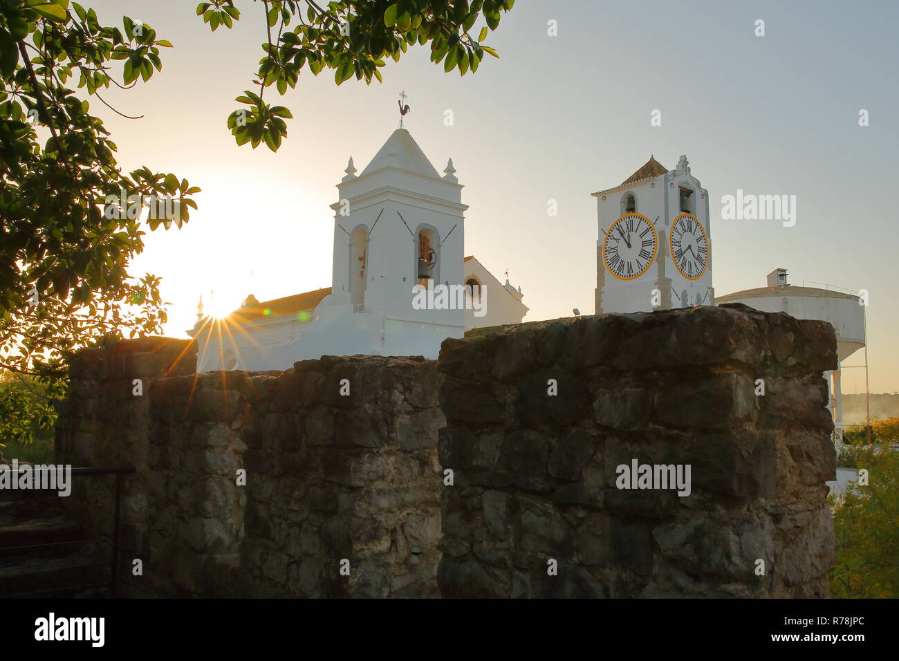 Santa Maria do Castelo Church viewed from the ramparts of the castle at ...