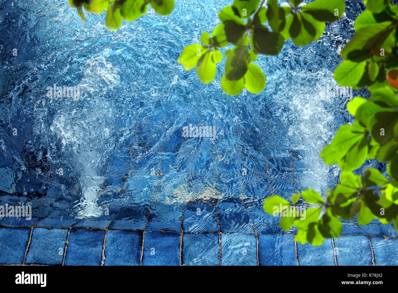 Close up outdoor jacuzzi with clear clean water Stock Photo - Alamy