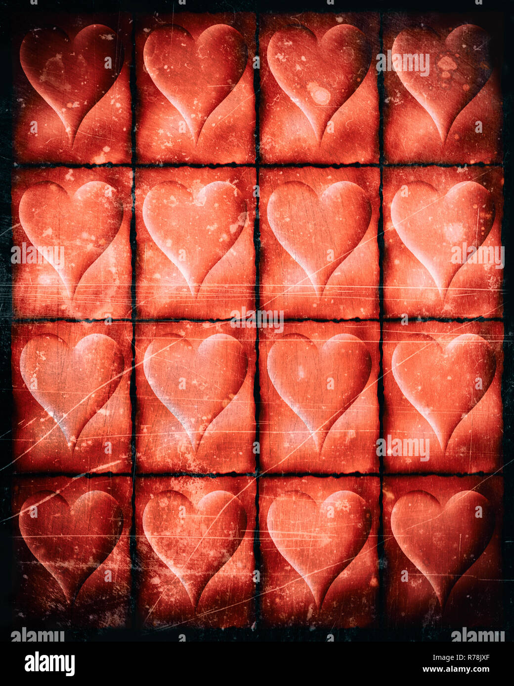 red hearts in a row Stock Photo - Alamy