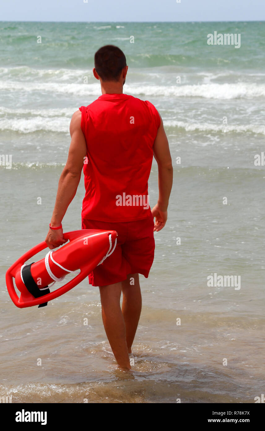 lifeguard at shore at the sea shore in the beach of the tourist village ...
