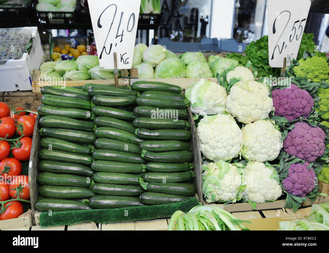 fresh vegetables with prices for sale at local market Stock Photo - Alamy
