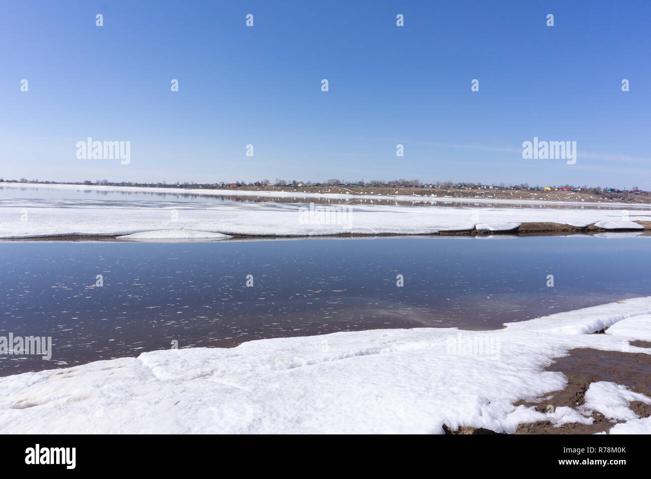 the river is freed from the shackles of winter ice Stock Photo - Alamy