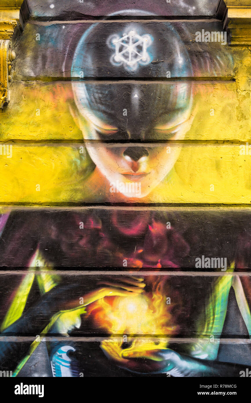 Graffiti, urban art, Bellavista, Santiago, Chile Stock Photo - Alamy