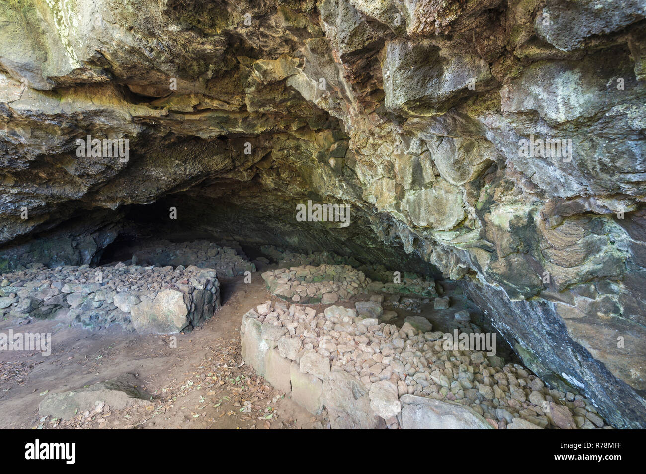 Lava tunnel, Ana te Pahu, Unesco World Heritage Site, Rapa Nui National ...