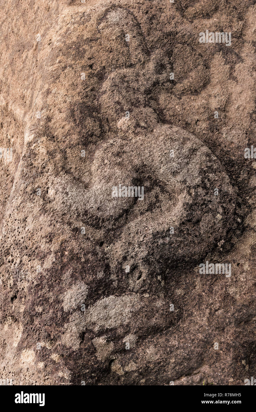 Birdman petroglyph, Rano Kau volcano, Honga Roa, Unesco World Heritage ...