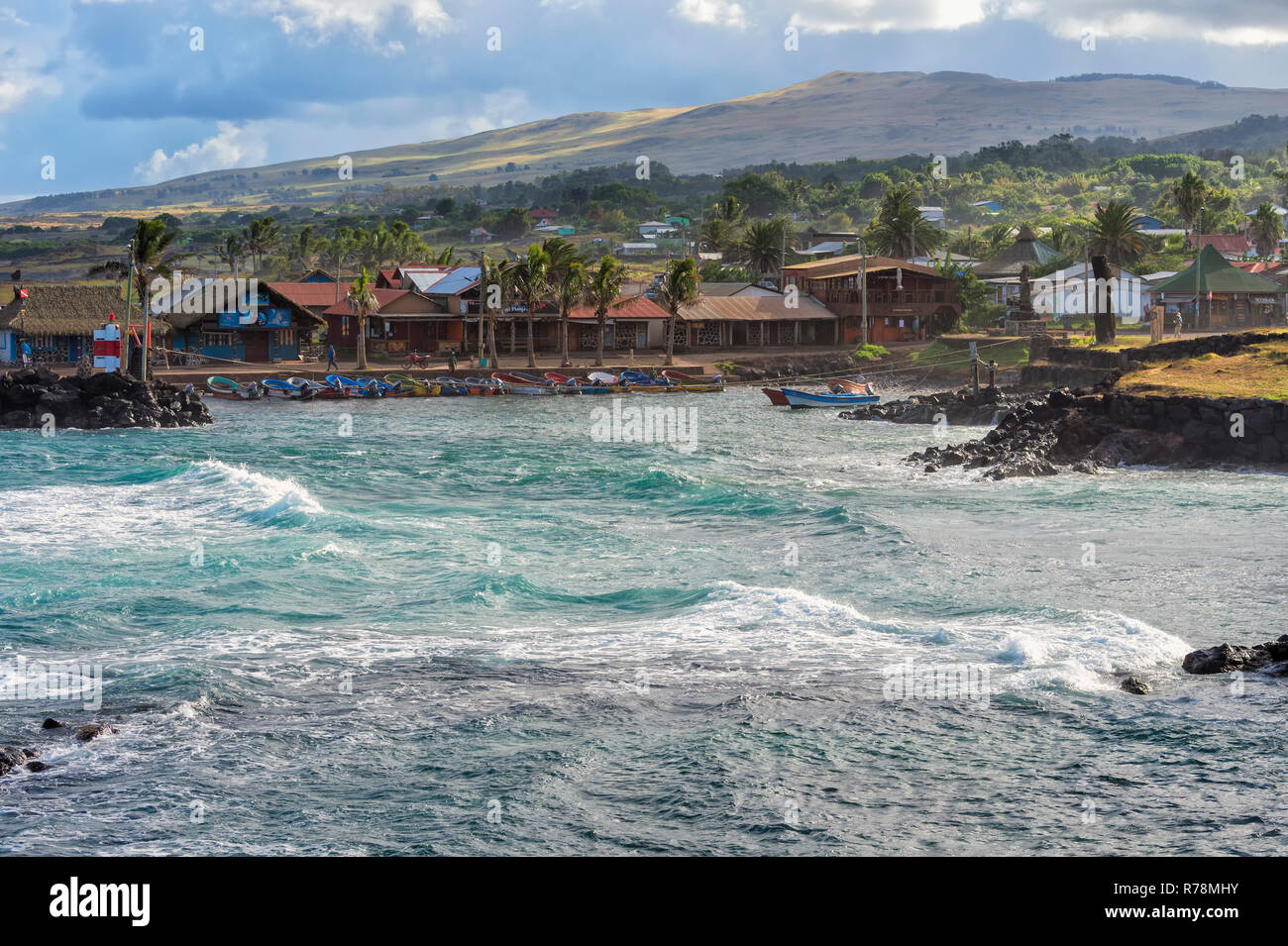 Hanga Roa fishing harbour, Easter Island, Chile Stock Photo - Alamy