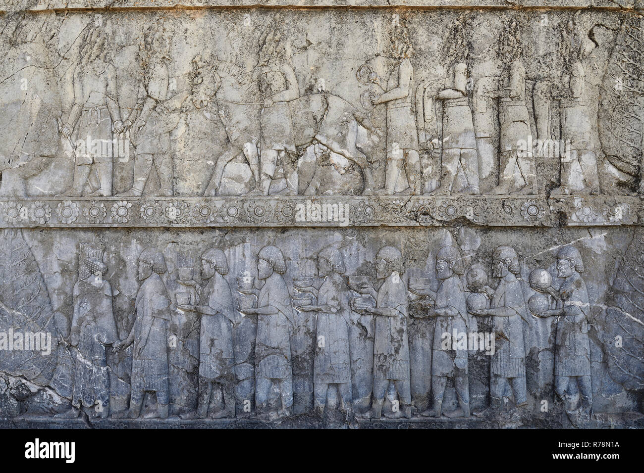 Iran, The beautiful reliefs in the ruins of Ancient Persepolis Complex ...