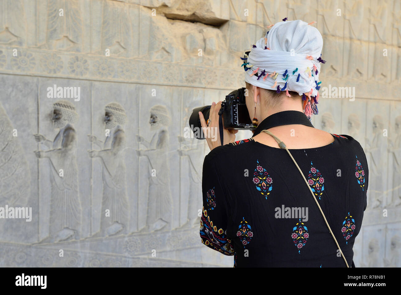 Iran, The beautiful reliefs in the ruins of Ancient Persepolis Complex ...