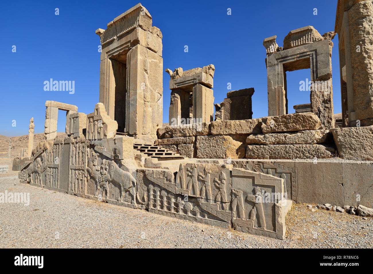 Iran, The beautiful reliefs in the ruins of Ancient Persepolis Complex ...