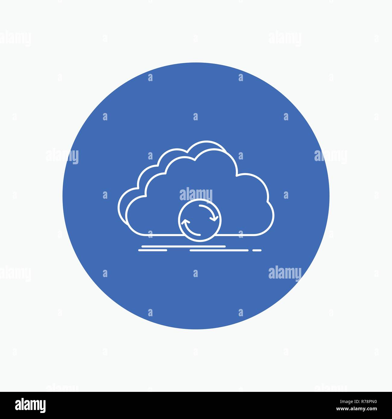Cloud Syncing Sync Data Synchronization White Line Icon In Circle Background Vector Icon