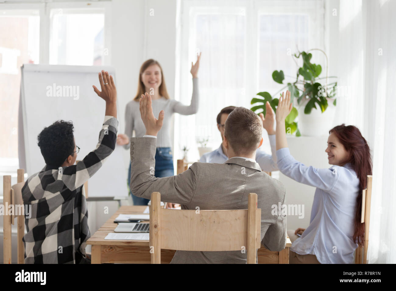 Group employees office diverse candid hi-res stock photography and ...