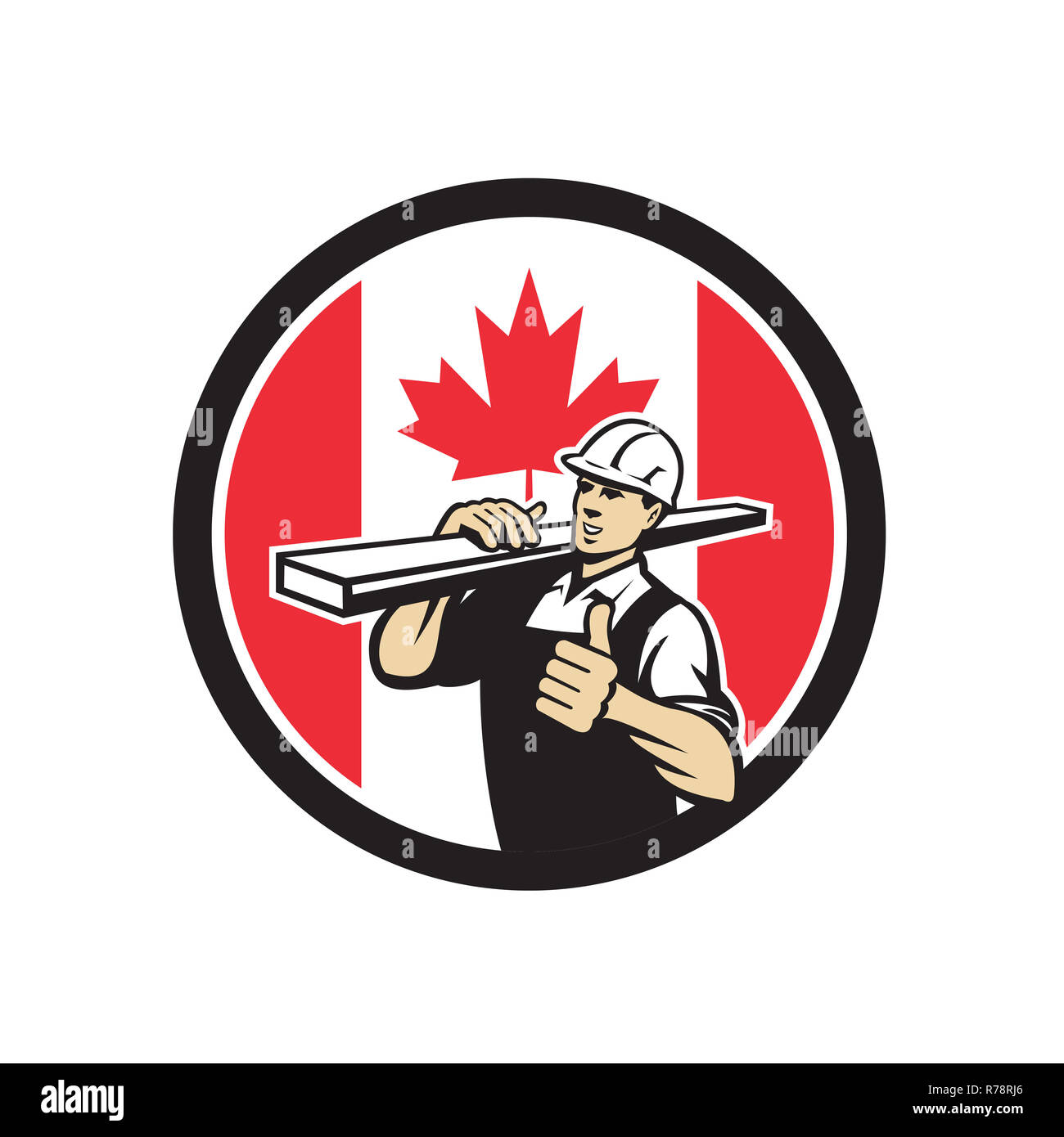 Canadian Lumber Yard Worker Canada Flag Icon Stock Photo - Alamy