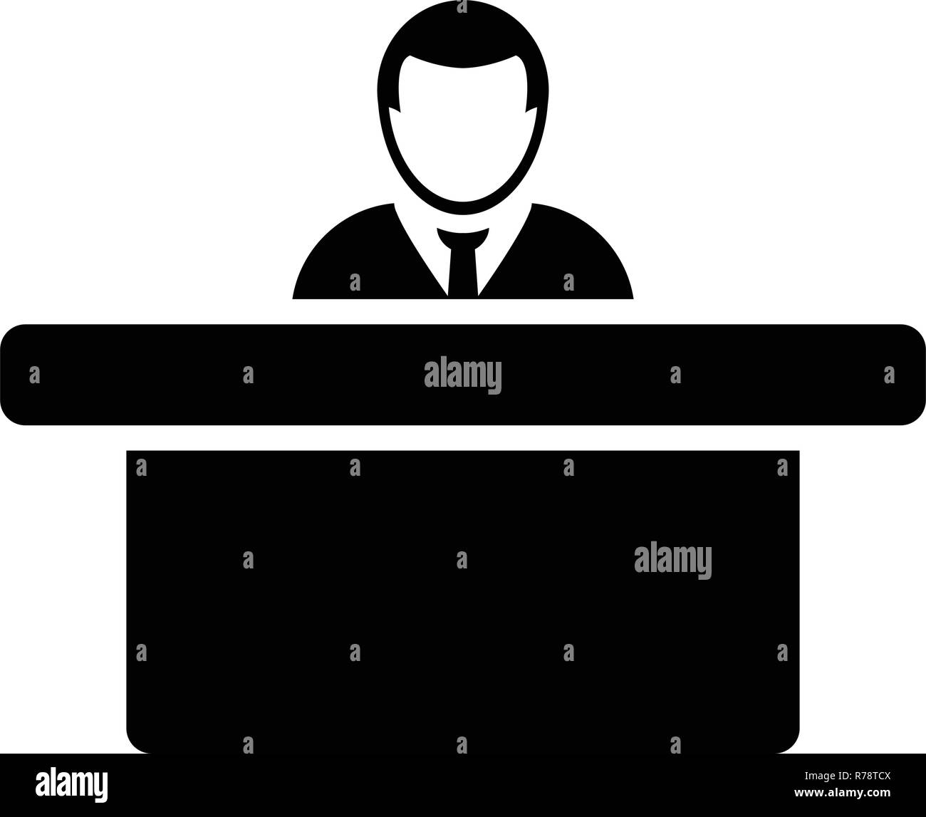 Customer icon vector male person avatar symbol with table for ...