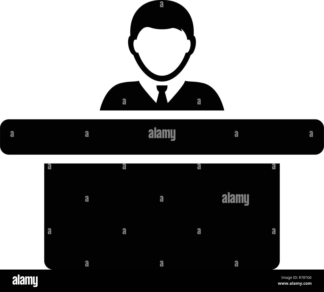 Worker icon vector male person avatar symbol with table for office ... Worker icon vector male person avatar symbol with table for office ...