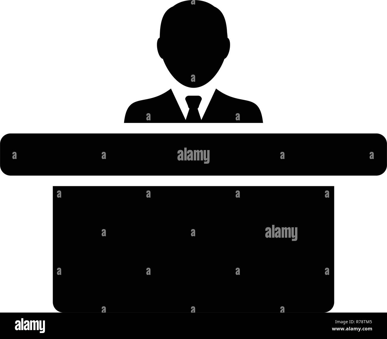 Office icon vector male person worker avatar symbol with table for ...