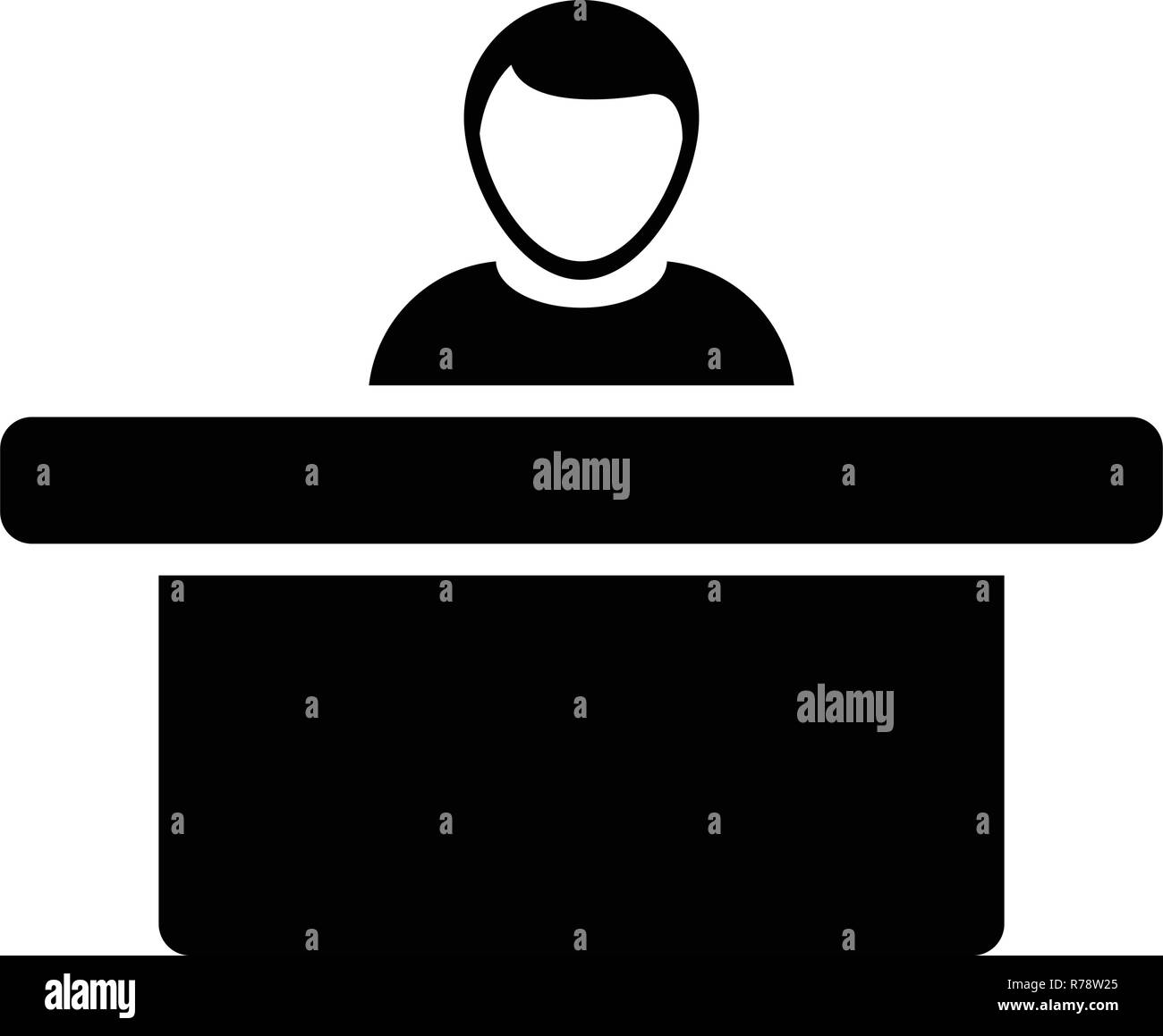 Employee icon vector female person avatar symbol with table for office ...