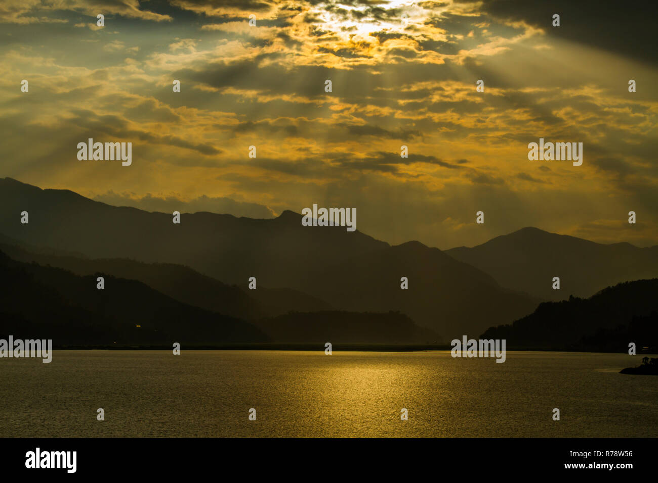 incredible sunset in Pokhara, Nepal Stock Photo - Alamy