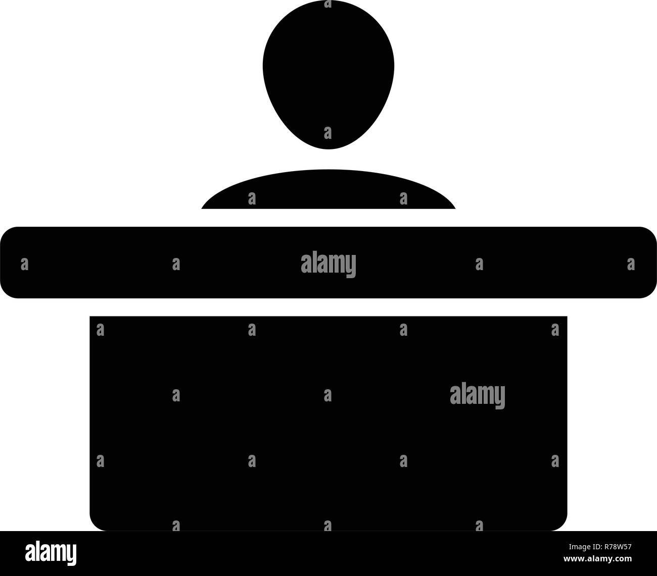 Staff icon vector male person avatar symbol with table for office work ...