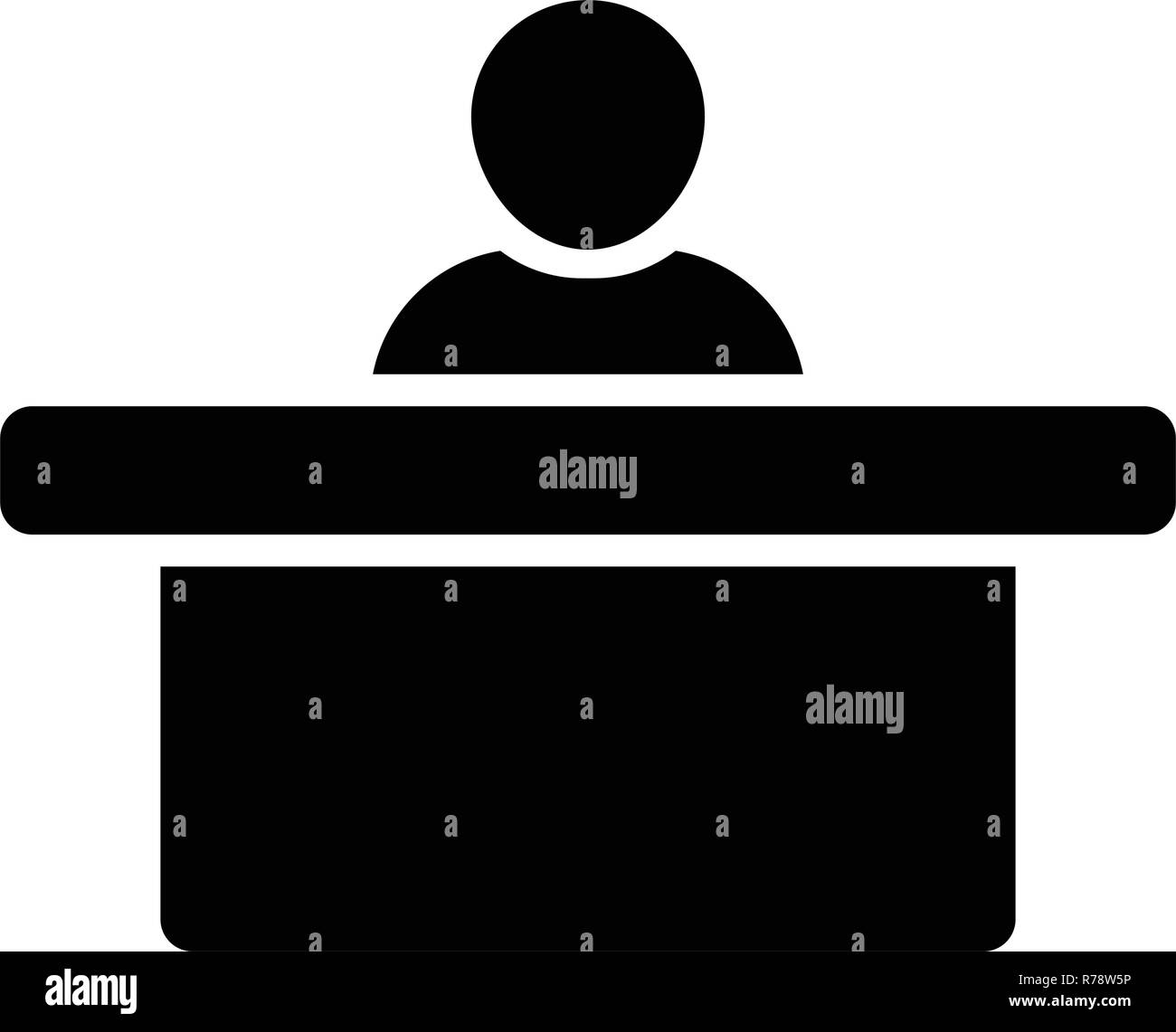 Consulting icon vector male person avatar symbol with table for office ... Consulting icon vector male person avatar symbol with table for office ...
