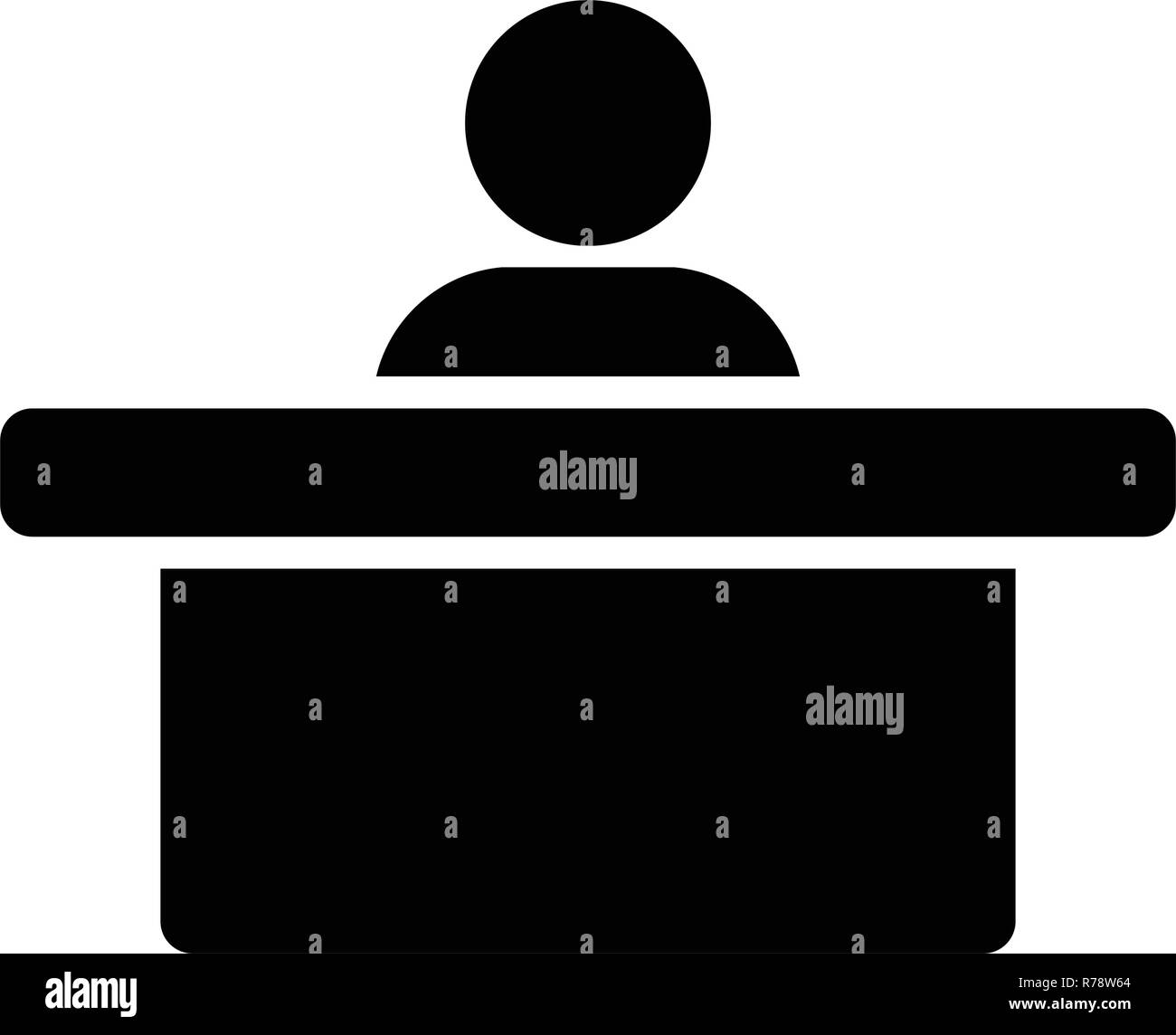 Appointment icon vector male person avatar symbol with table for office ...