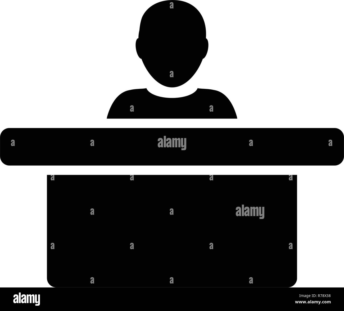 Director icon vector male person avatar symbol with table for office ...