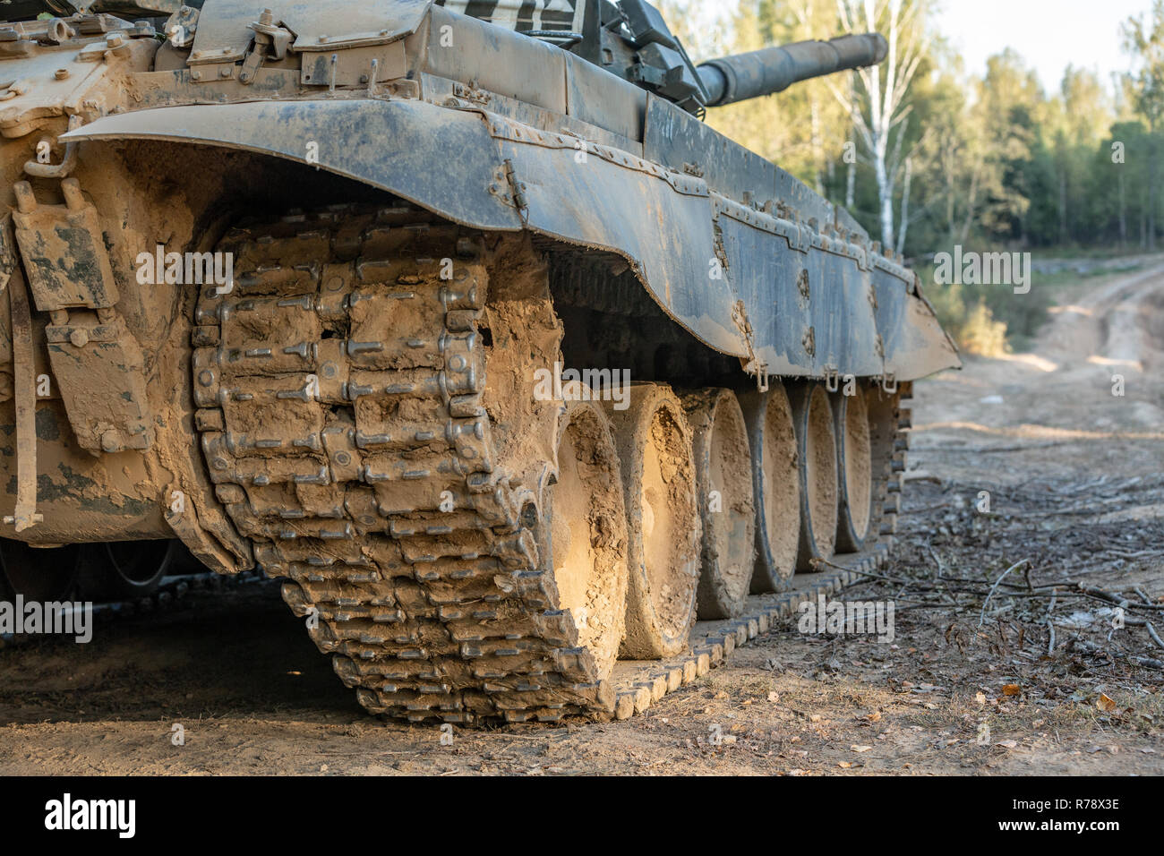 Military tank track,close up view. Military concept. Tank on exercises ...