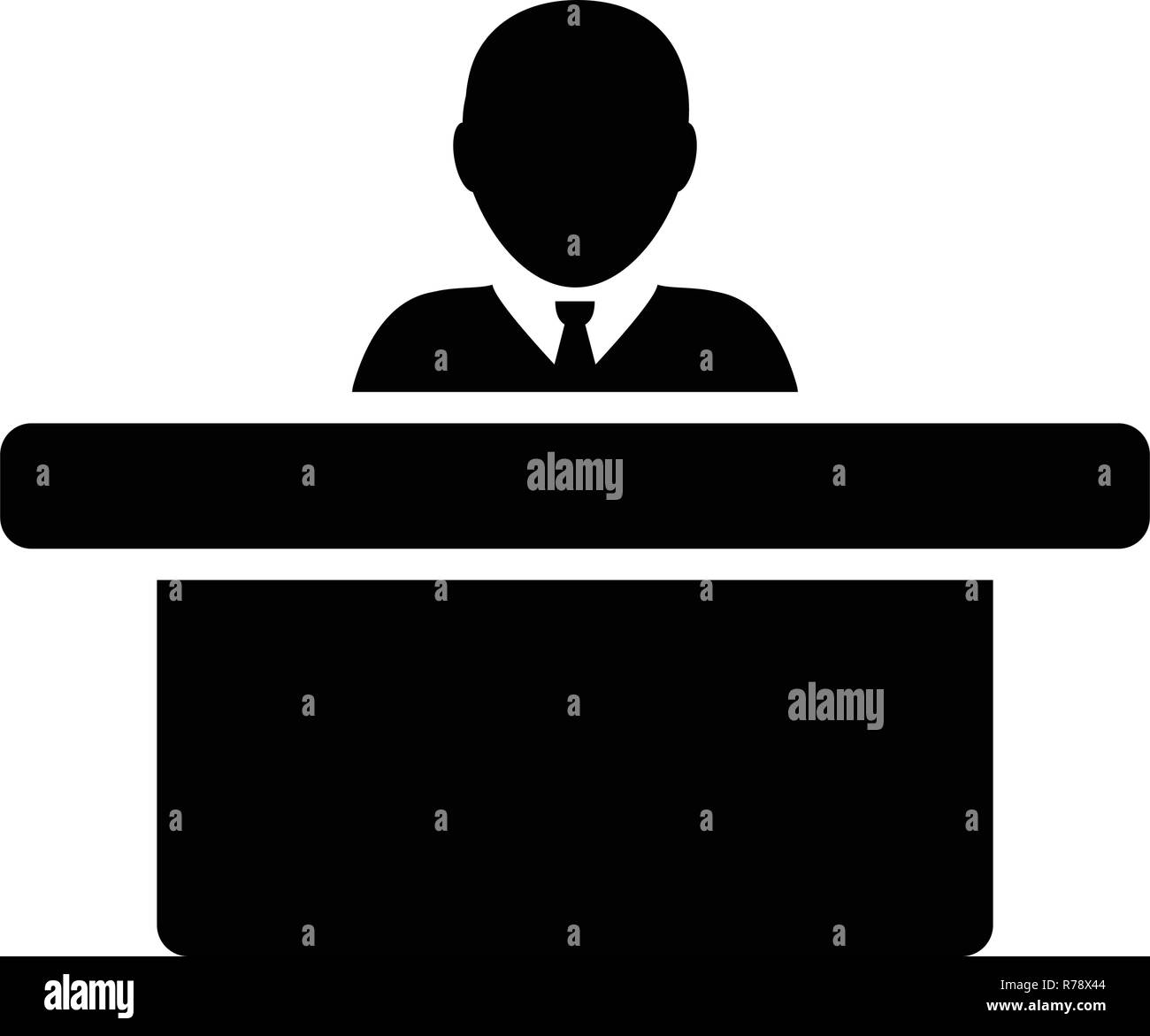 Employer icon vector male person avatar symbol with table for office ...