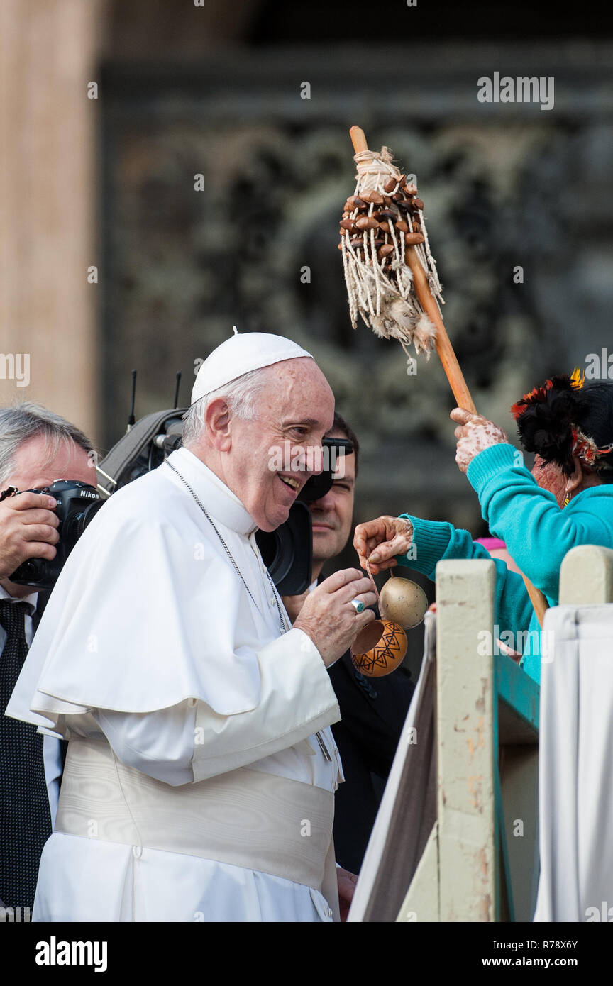 Pope Francis attends the weekly general audience in St. Peter's square ...