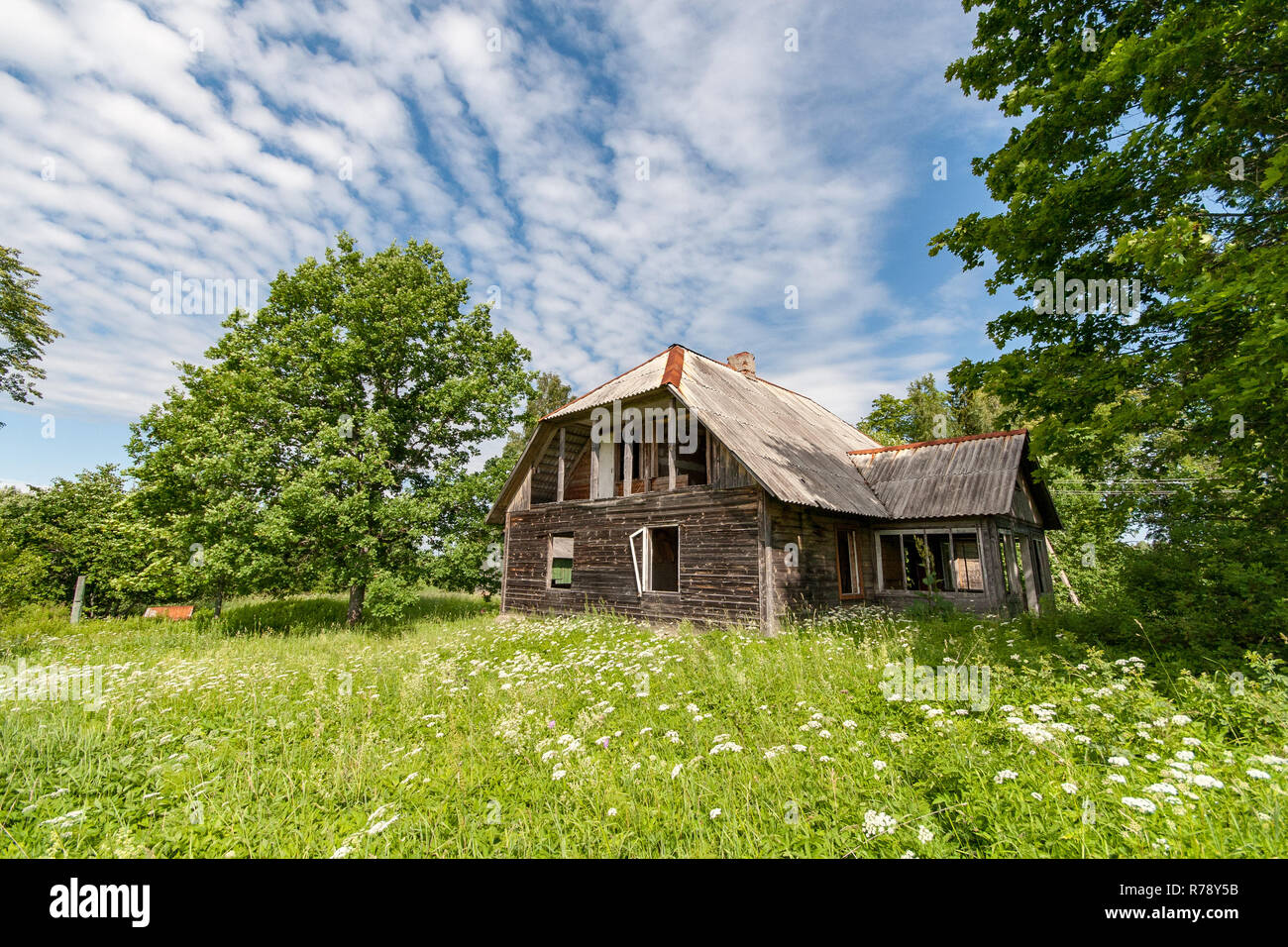 old wooden countryside house architecture details and elements of ...