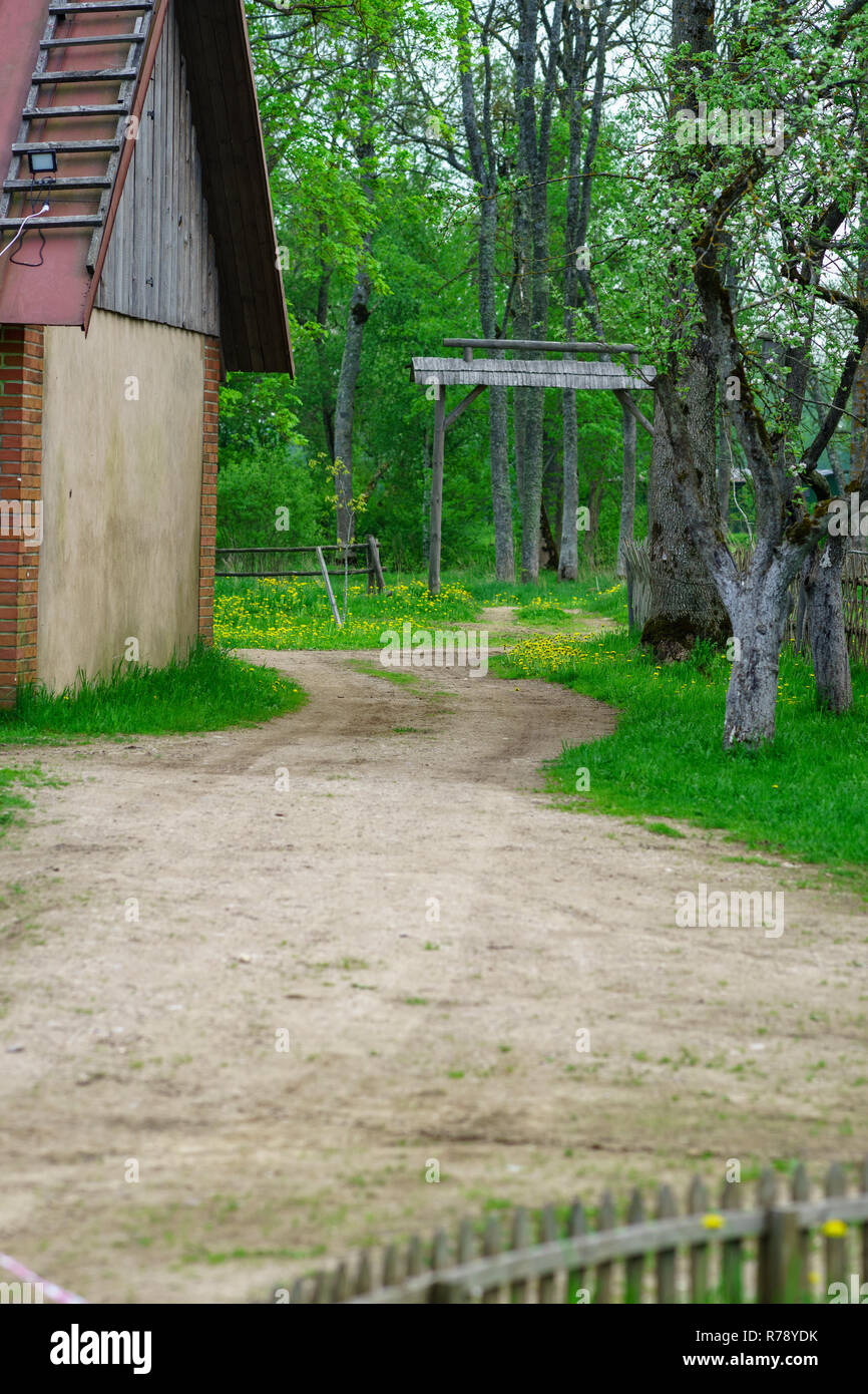 old wooden countryside house architecture details and elements of ...