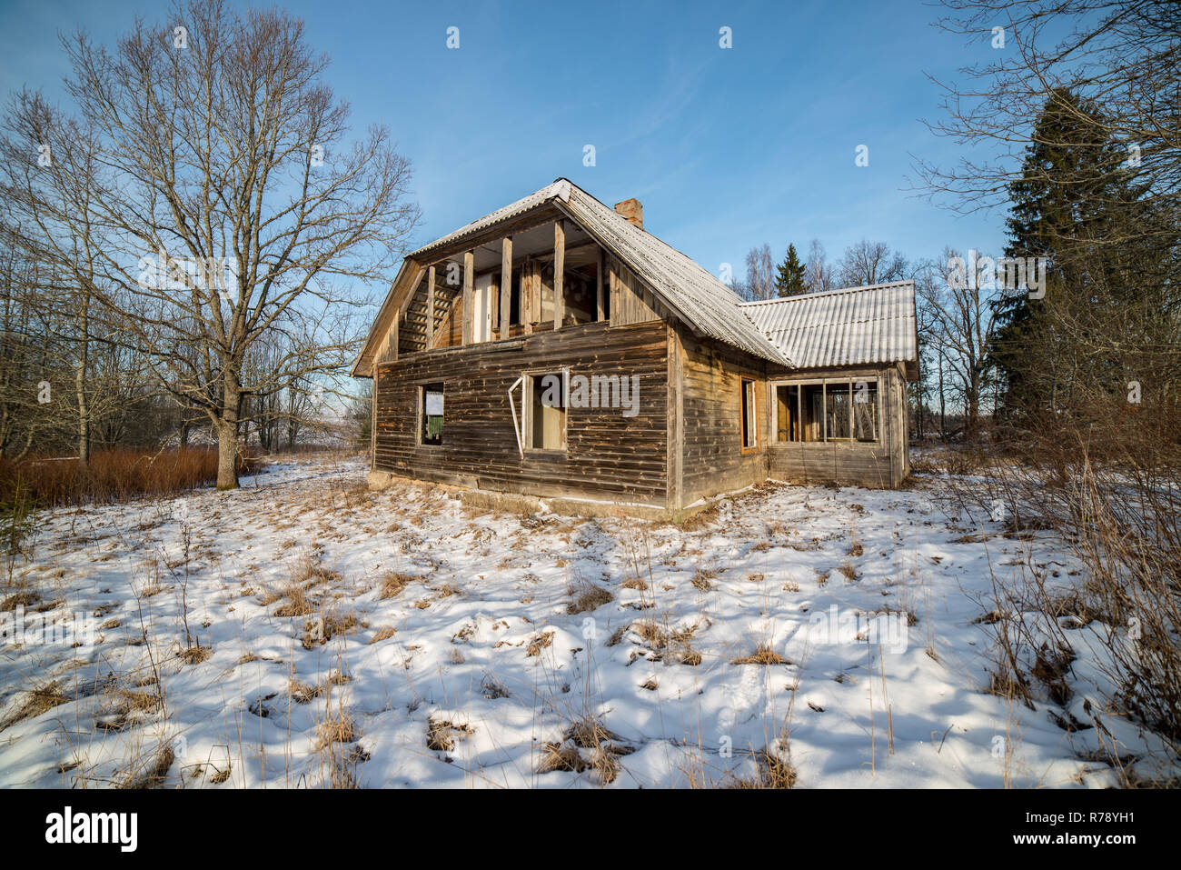 old wooden countryside house architecture details and elements of ...