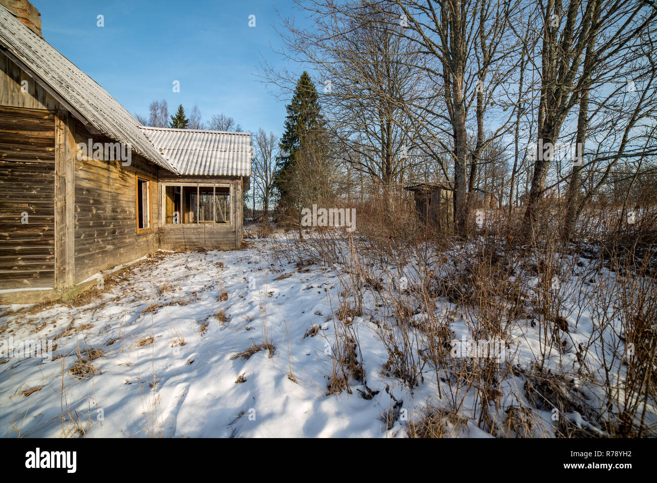 old wooden countryside house architecture details and elements of ...