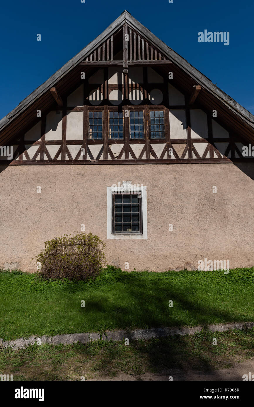 old wooden countryside house architecture details and elements of ...