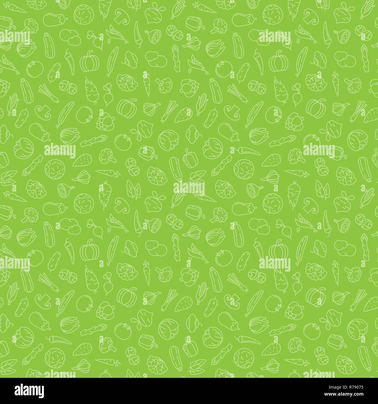 Seamless wallpaper background with various vegetable icons on green ...