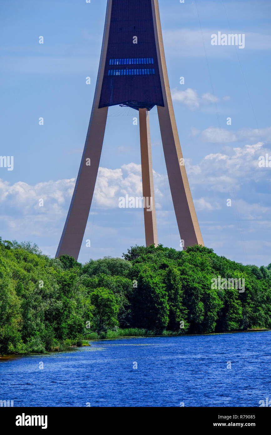 Riga city, capital of Latvia panoramic view with river Daugava and ...