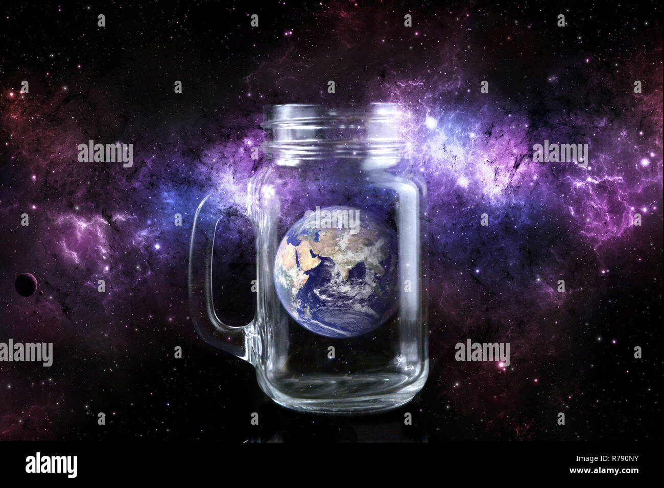 planet earth in a bottle in space background Stock Photo - Alamy