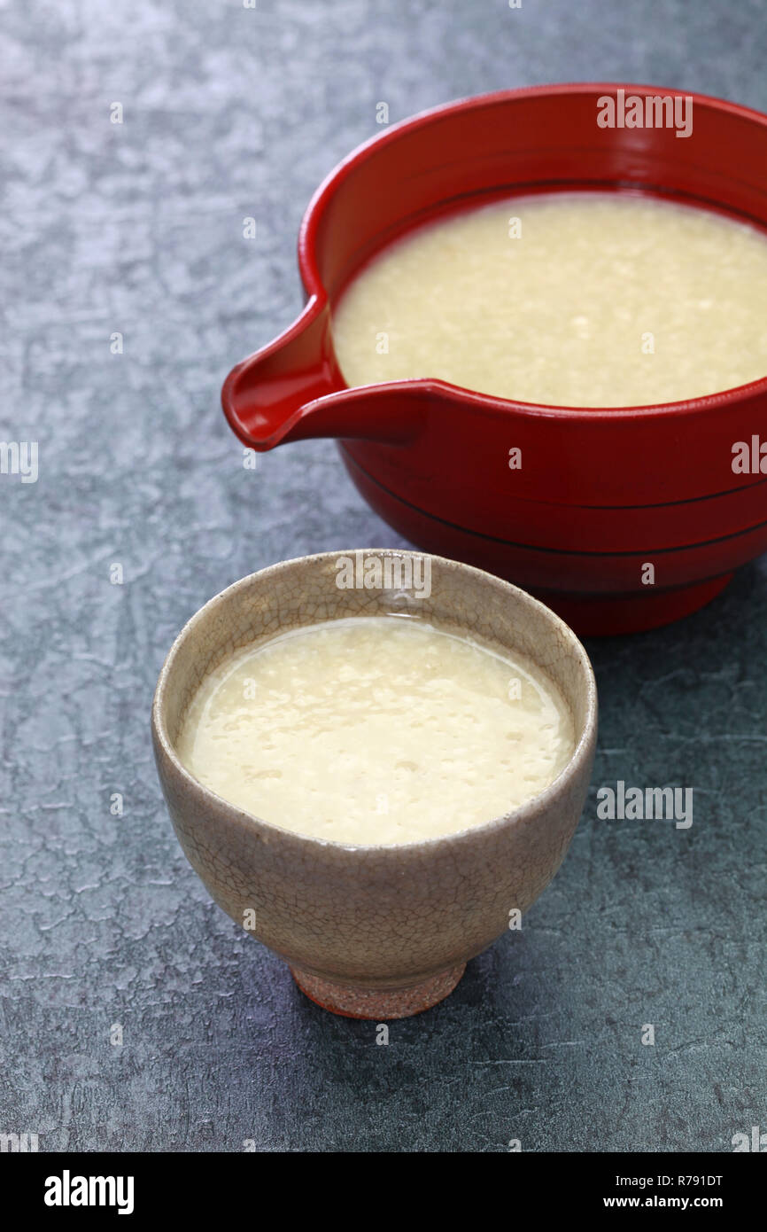 homemade Amazake, Japanese traditional sweet drink made from rice koji ...