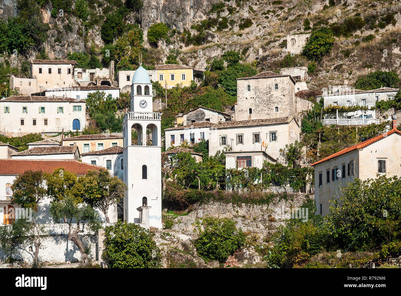 dhermi traditional village view in southern albania Stock Photo - Alamy