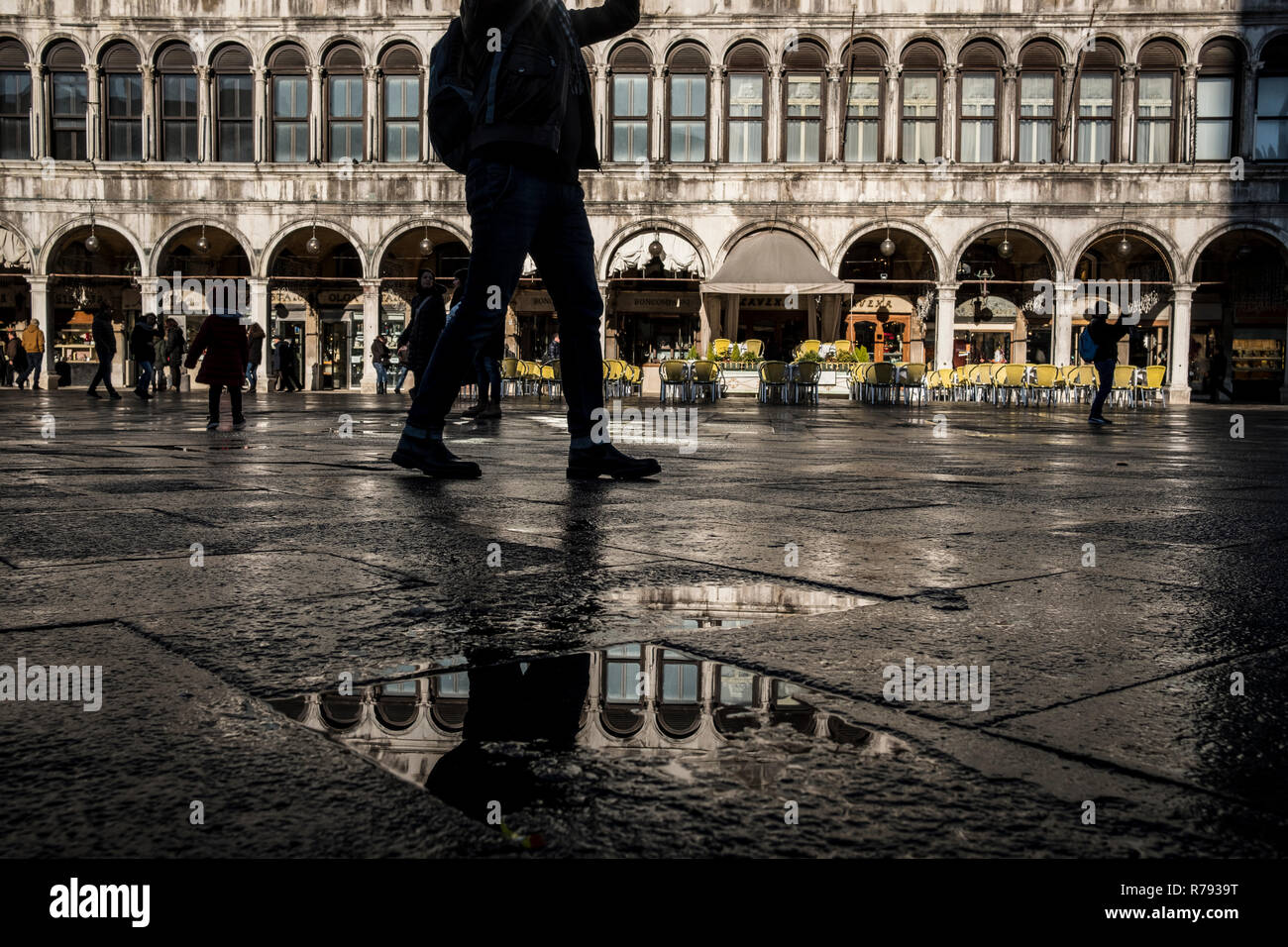Venice, Portugal - 9 December 2017: Reflections at Piazza San Marco ...