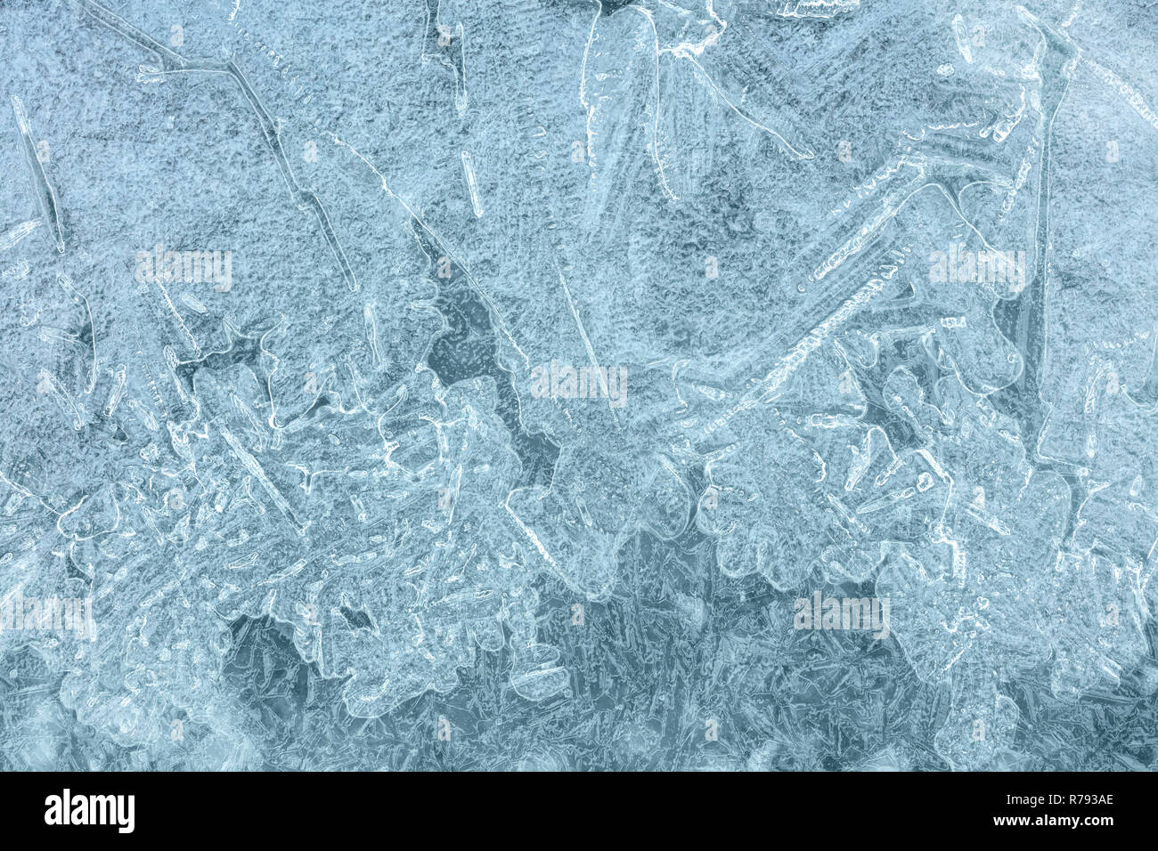 Frozen cracked ice surface background. Frozen river macro view Stock ...