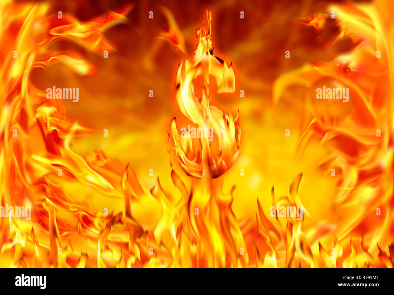 dollar sign and fire flames Stock Photo - Alamy