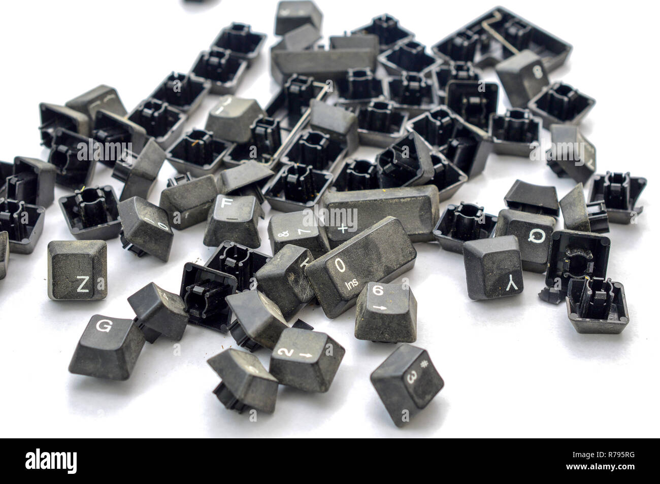 old dirty disassembled copmuter buttons on white background,image Stock ...