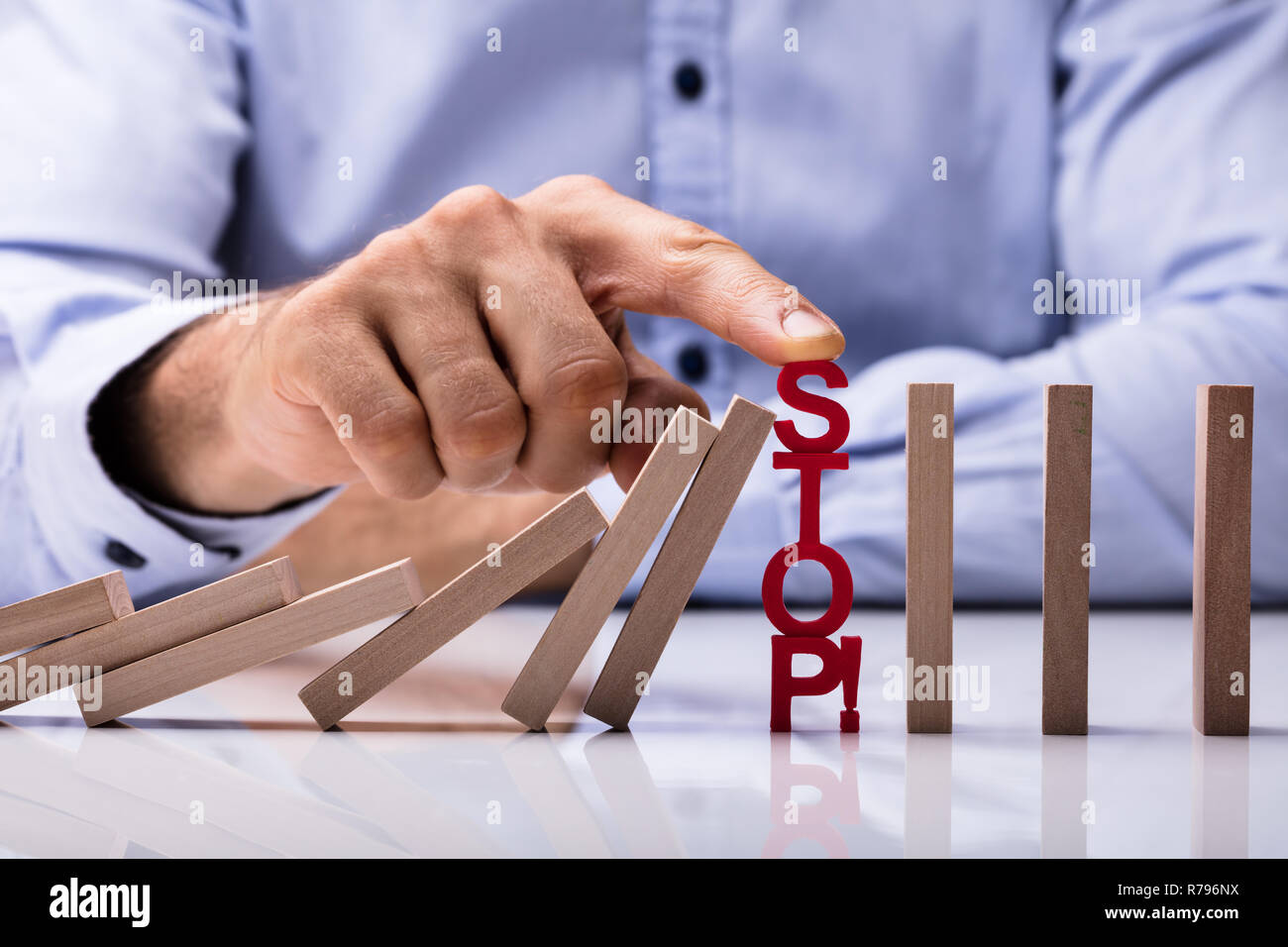 Human Hand Touching Stop Word Stock Photo - Alamy