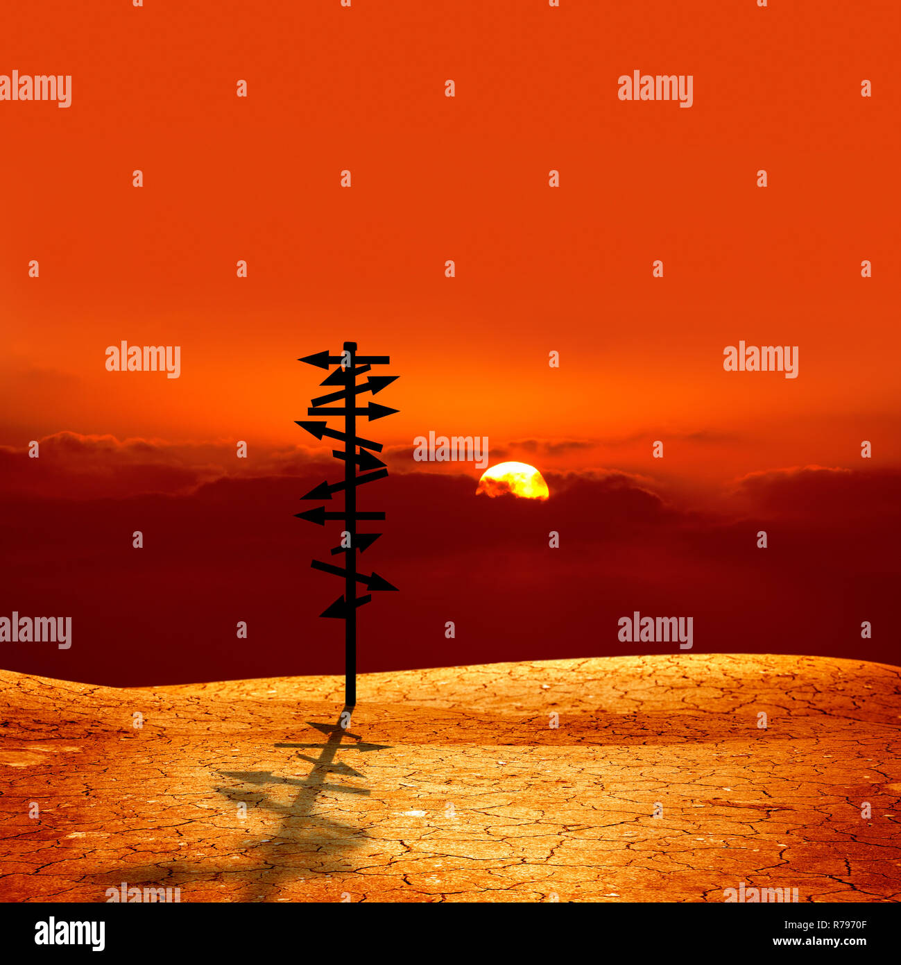Bright orange directional sign hi-res stock photography and images - Alamy