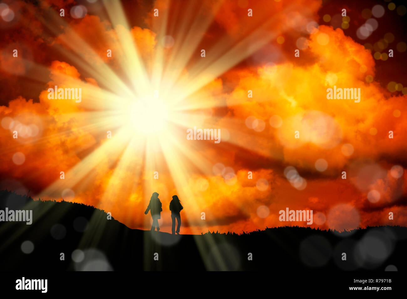 women walking at sunset Stock Photo - Alamy