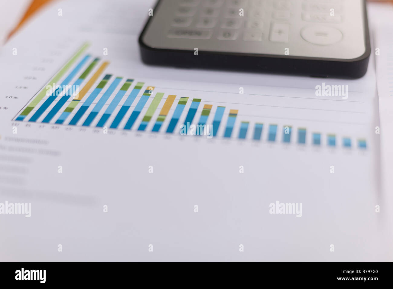 Business analysis - accounting report with calculator Stock Photo - Alamy