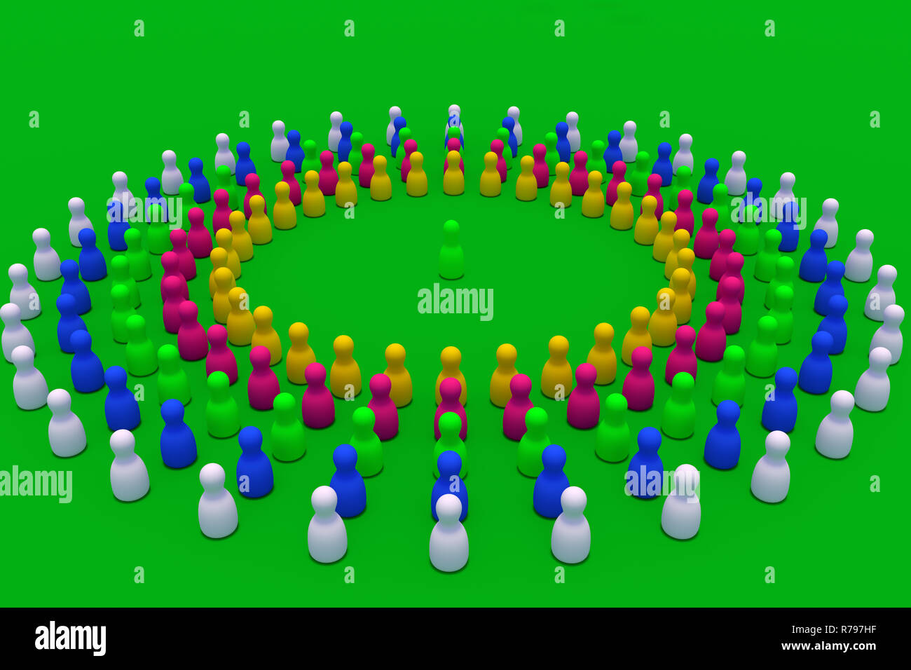 3d rendering of circles of colorful figures (bodies of revolution ...