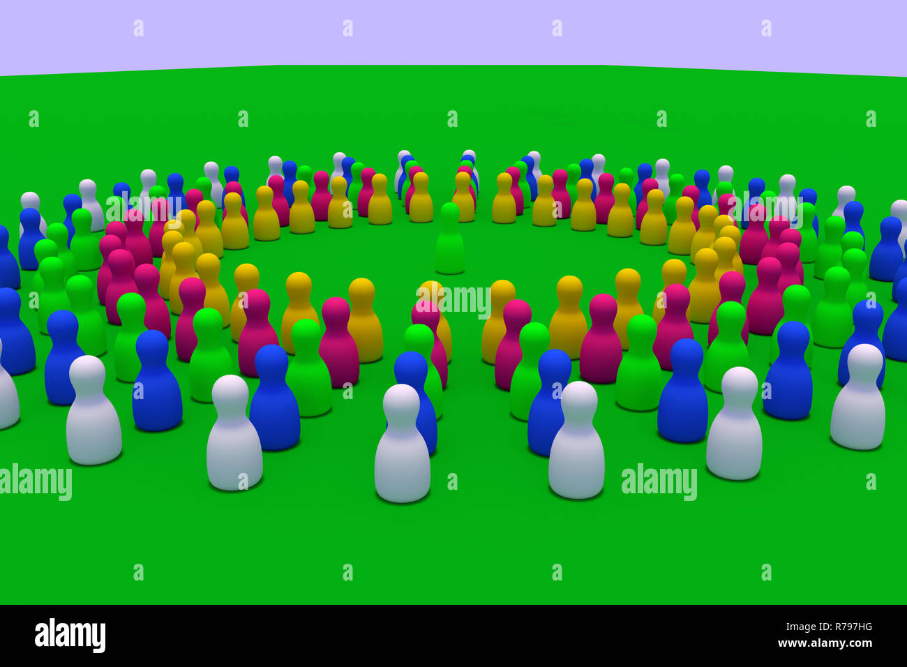 3d rendering of circles of colorful figures (bodies of revolution ...