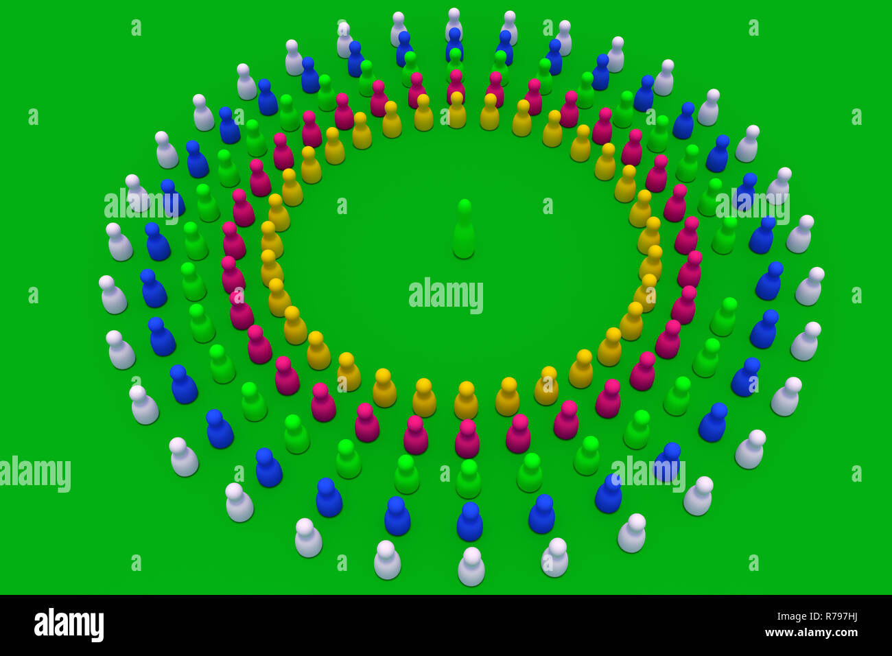 3d rendering of circles of colorful figures (bodies of revolution ...